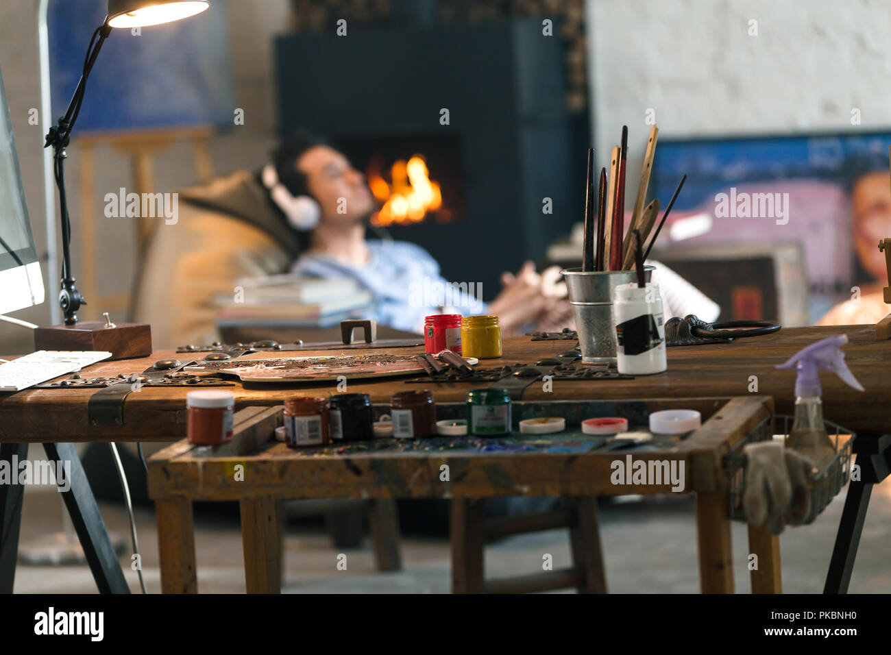 Male artist's studio Stock Photo - Alamy