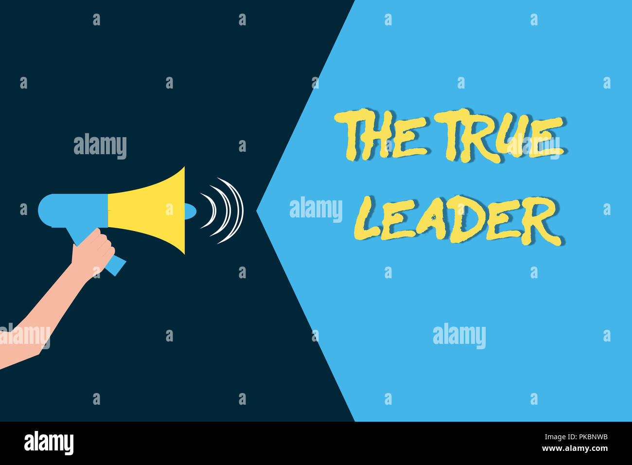 Handwriting text writing The True Leader. Concept meaning one that move ...