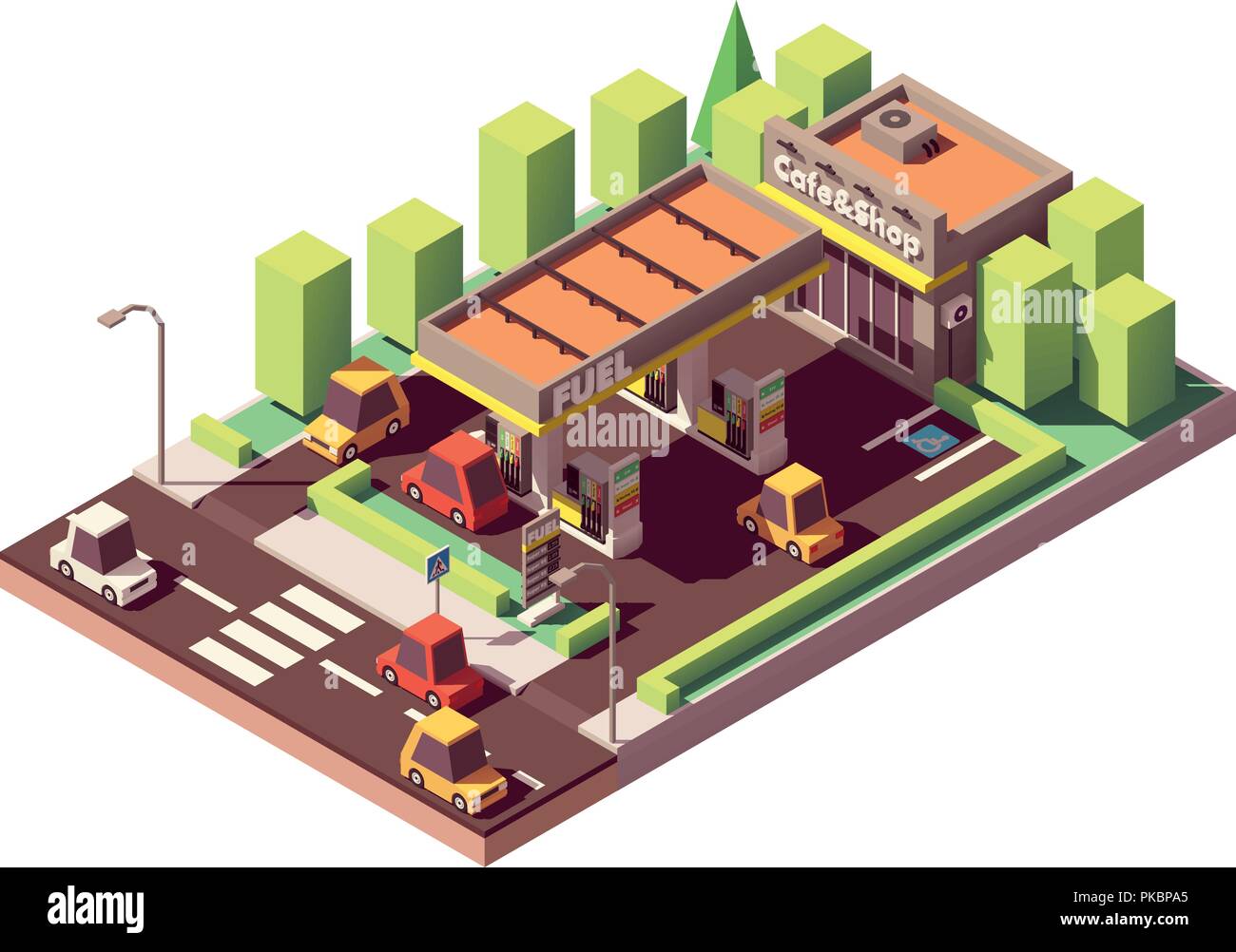 Vector isometric gas station Stock Vector Image & Art - Alamy