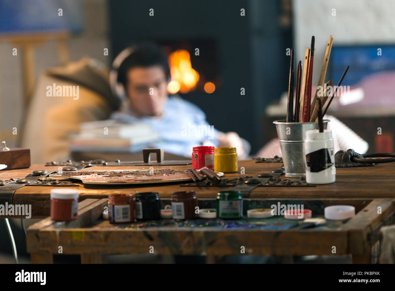 Male artist's studio Stock Photo - Alamy