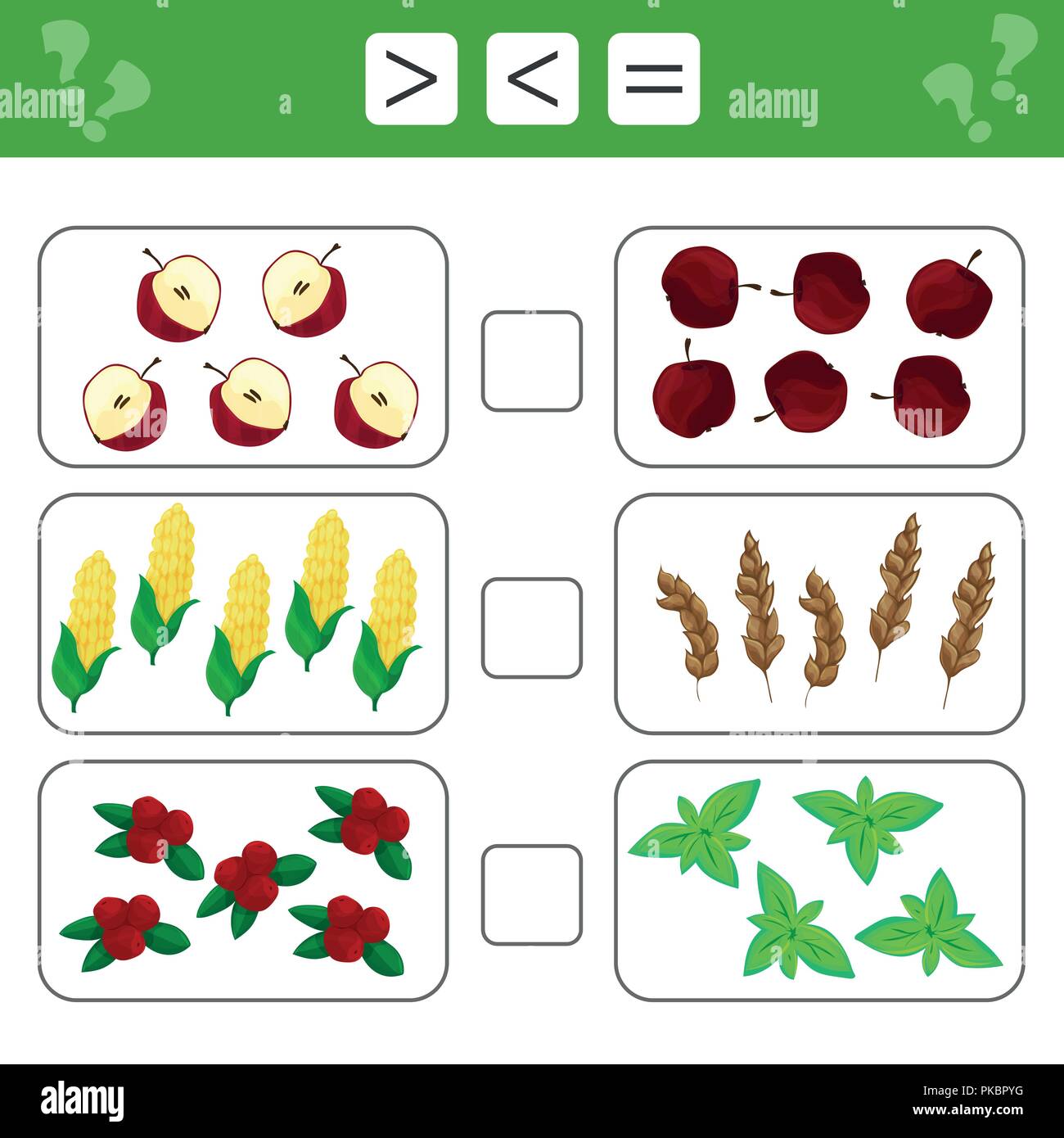 Learning mathematics, numbers - choose more, less or equal. Tasks for ...