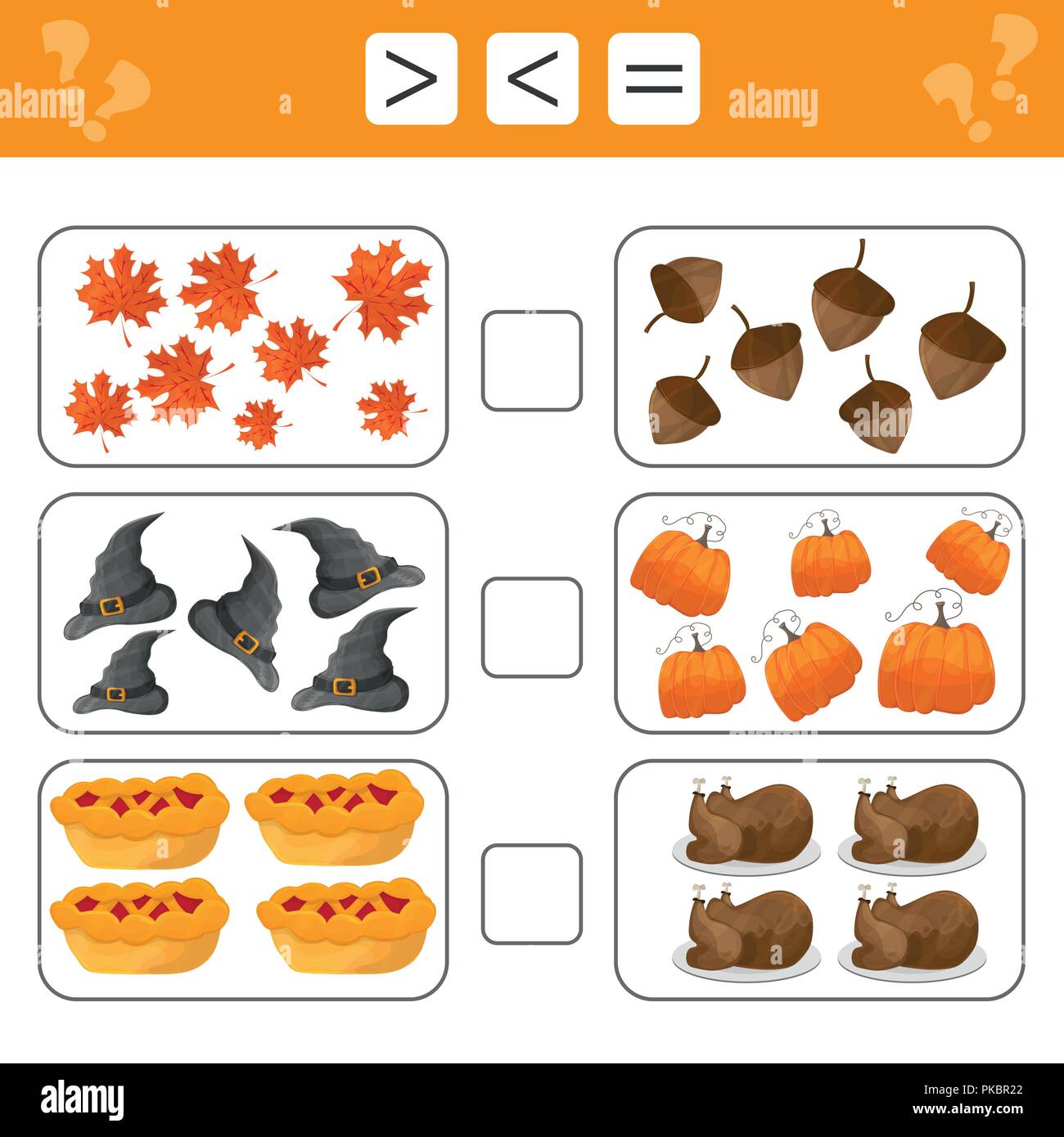Learning mathematics, numbers - choose more, less or equal. Tasks for ...