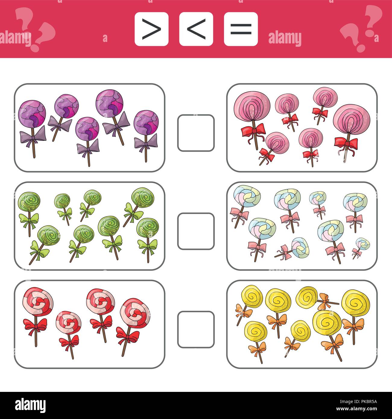 Learning mathematics, numbers - choose more, less or equal. Tasks for ...