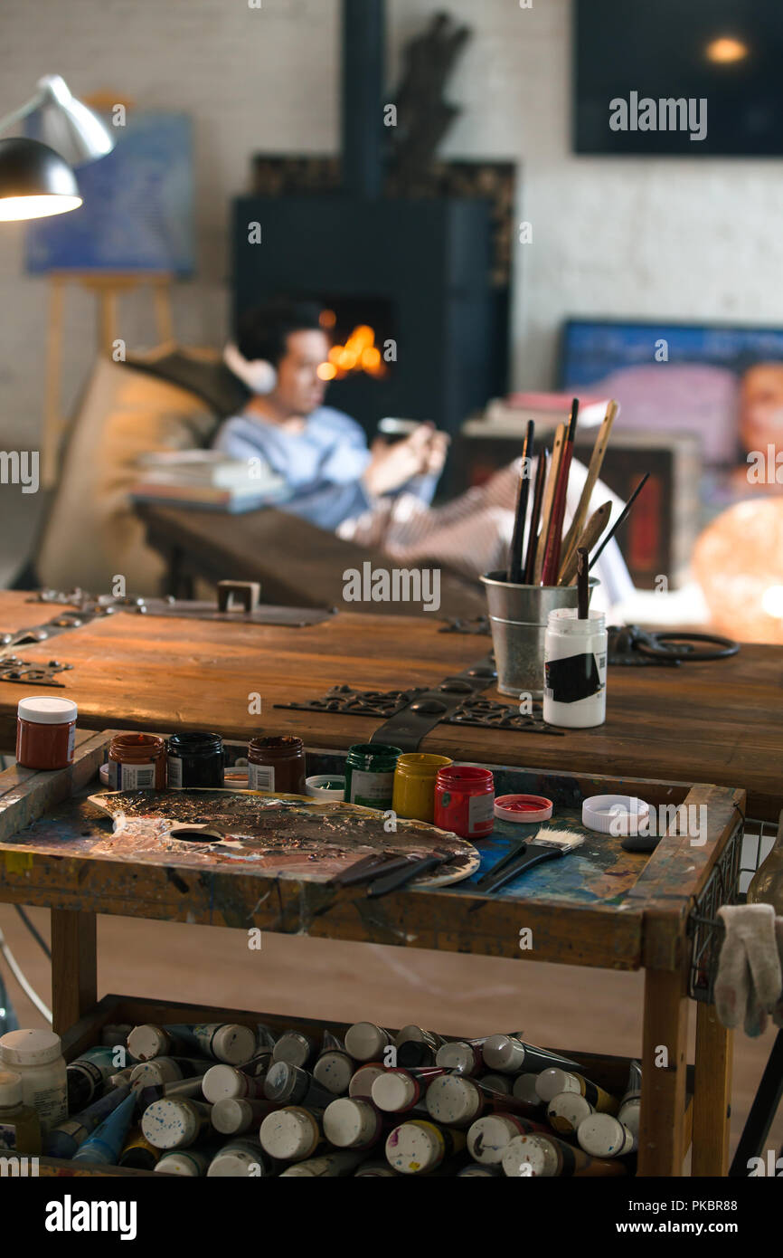 Male artist's studio Stock Photo - Alamy