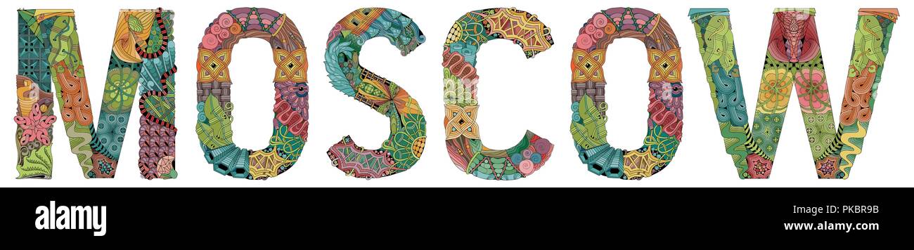 Word MOSCOW. Vector decorative zentangle object for decoration Stock ...