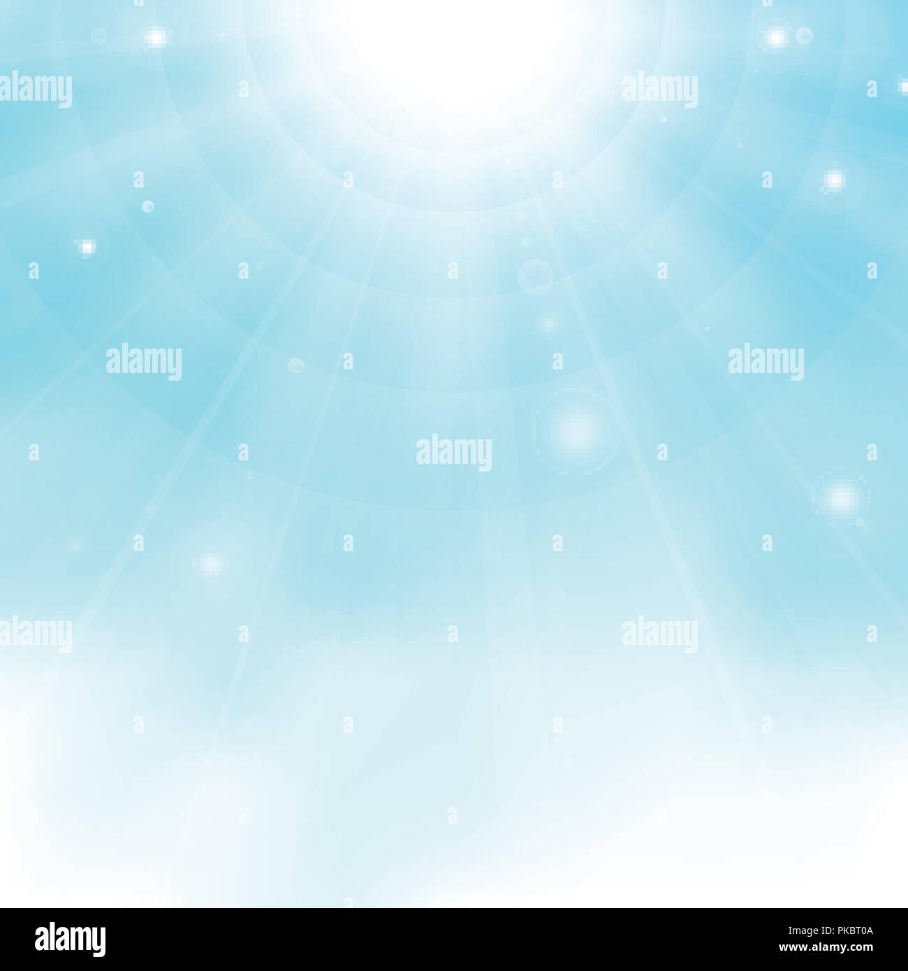 Abstract of colorful realistic sun burst on blue sky background with ...