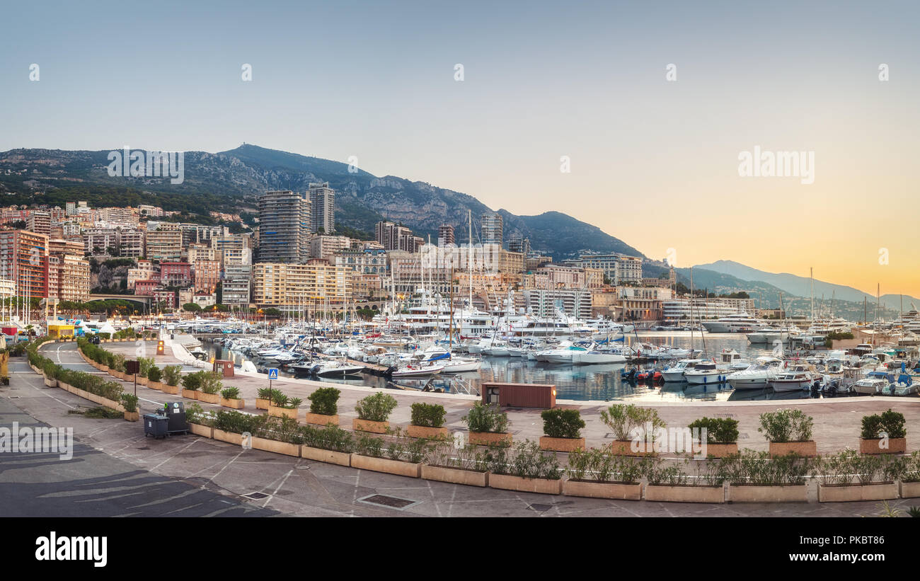 Evening on Monaco promenade with no people Stock Photo - Alamy