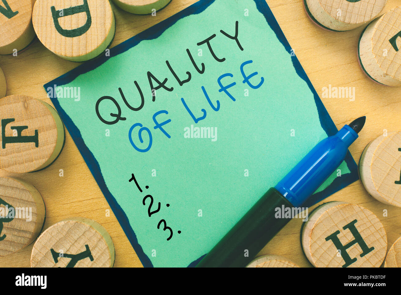 Writing note showing Quality Of Life. Business photo showcasing being ...