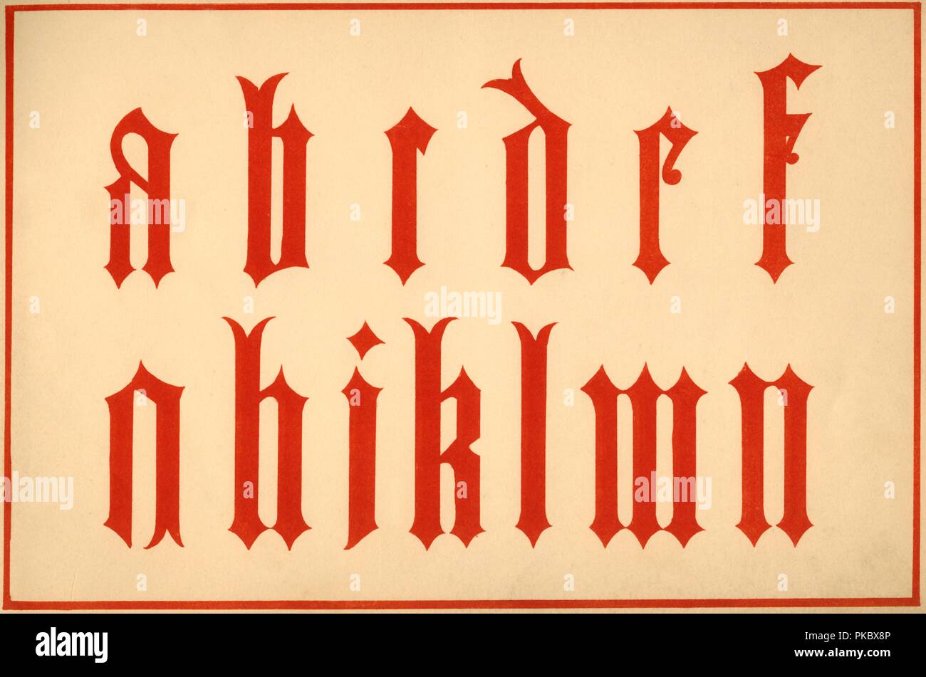 Alphabet, letters a-n, lower case. Artist: Unknown Stock Photo - Alamy