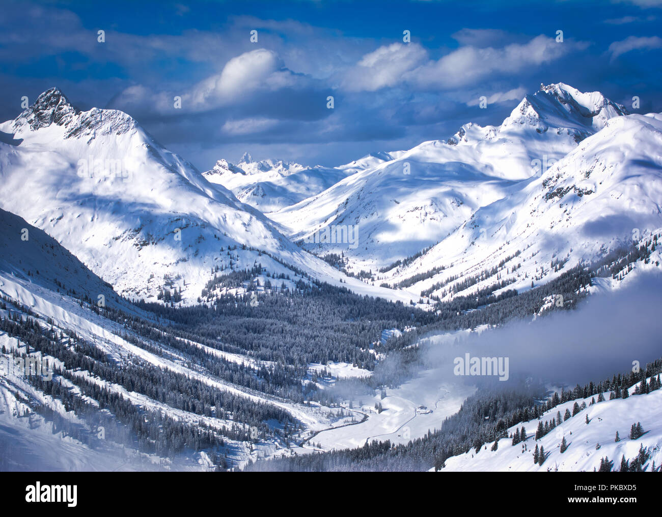 Valley of mountains in Austrian Alps Stock Photo - Alamy