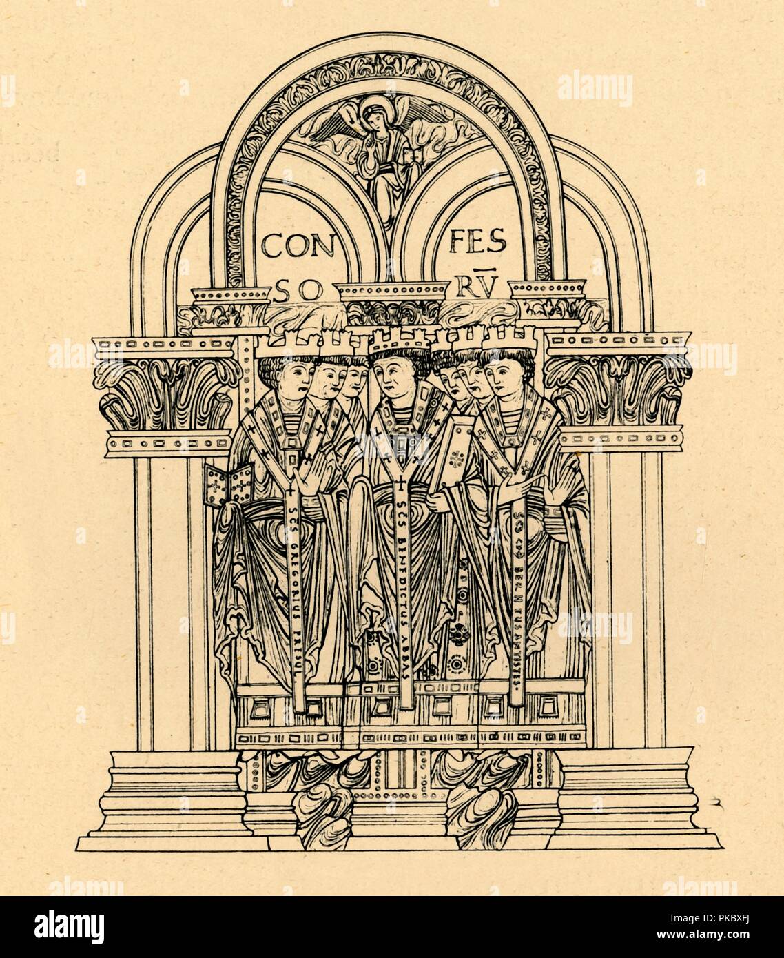 'Gregory the Great, St. Benedict, and St. Cuthbert', 1908. Artist ...