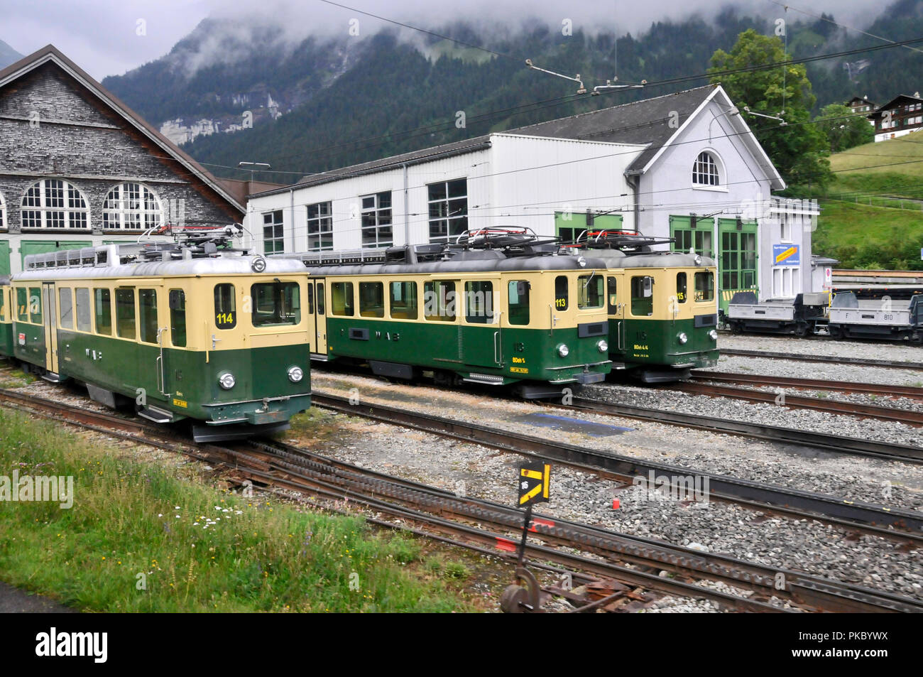 Around Switzerland - Railway terminus at Grund Stock Photo - Alamy