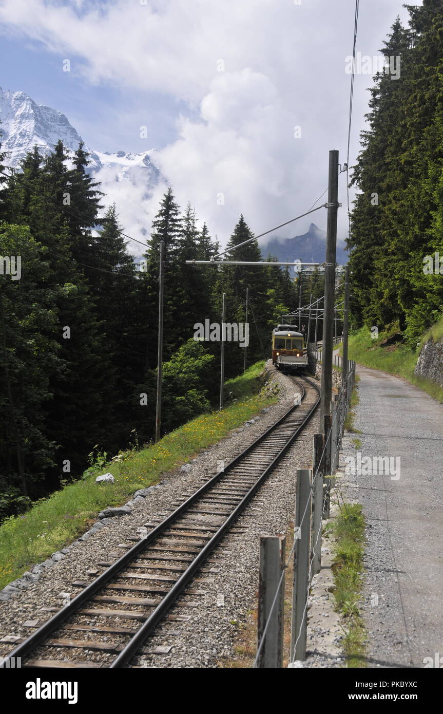 Around Switzerland - Train Line to Murren Stock Photo - Alamy