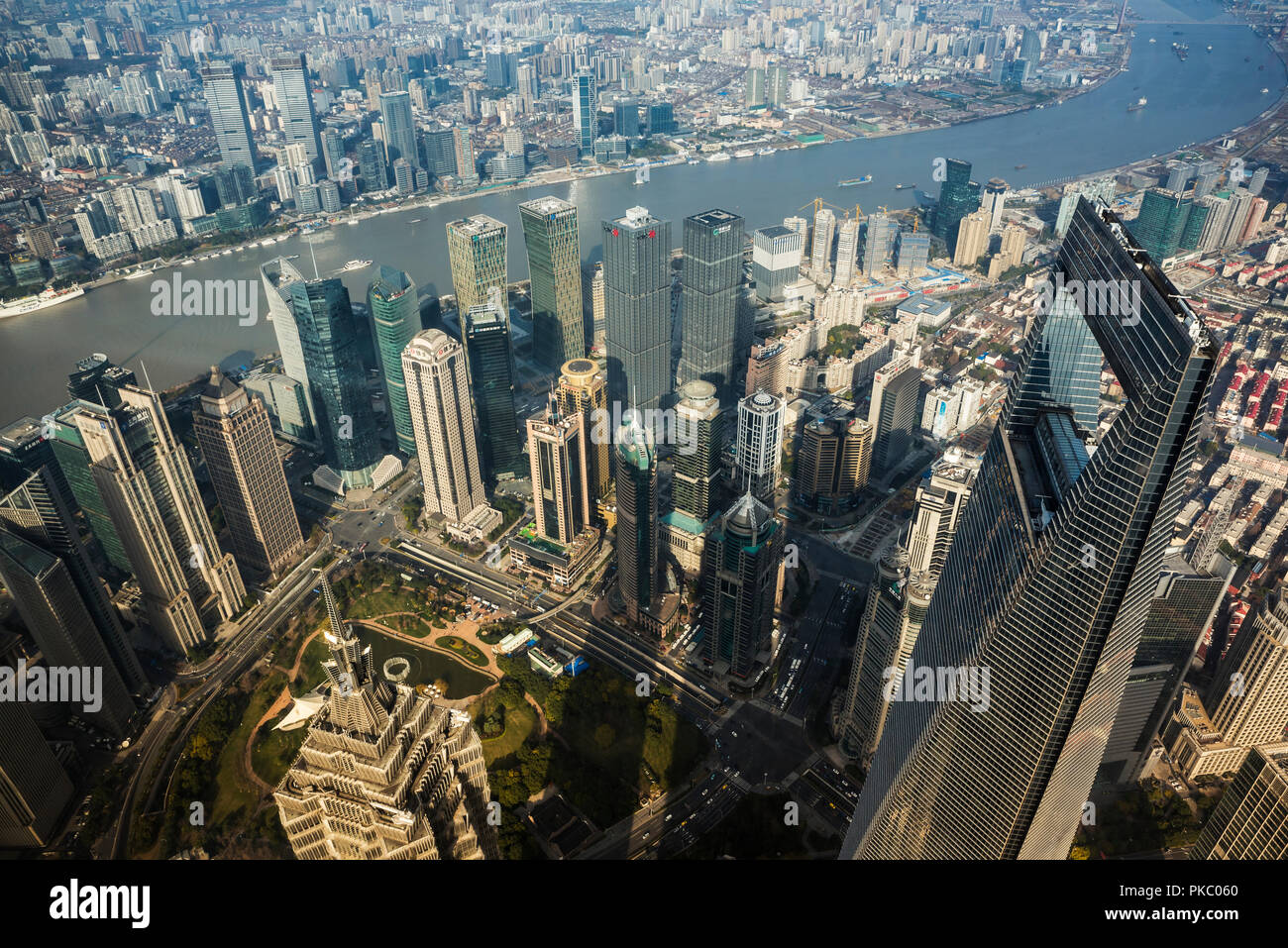 View from the observation deck at the Shanghai Tower, a 632 metre and ...