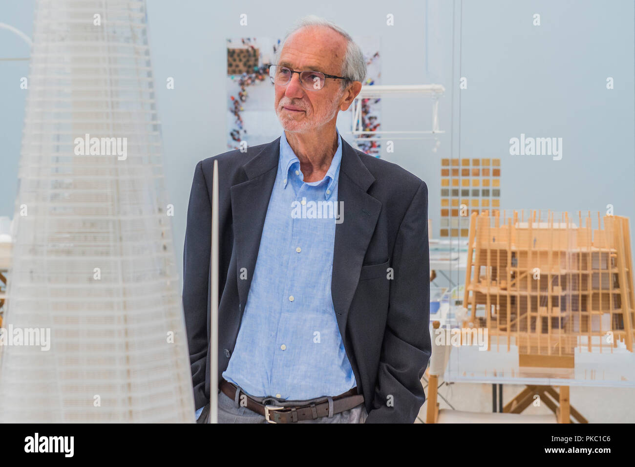London, UK. 12th Sep, 2018. Renzo Piano with models for the Shard ...