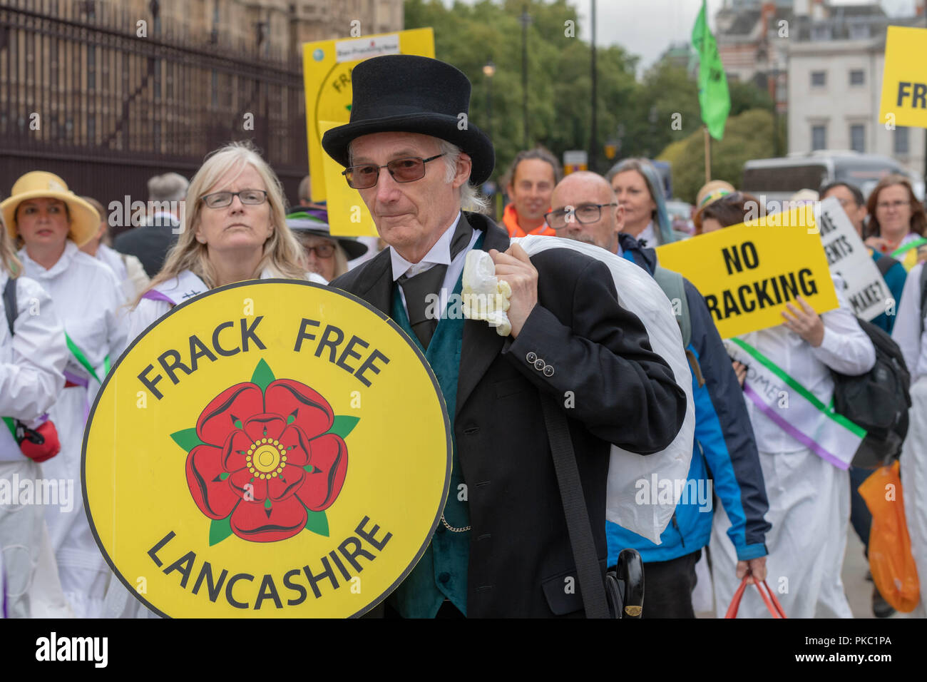 London, 12th September 2018. "Women of Lancashire" dressed as ...