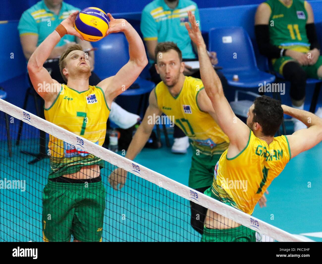 Bari (Italy), 12th September 2018: Peacock set the ball to Graham ...