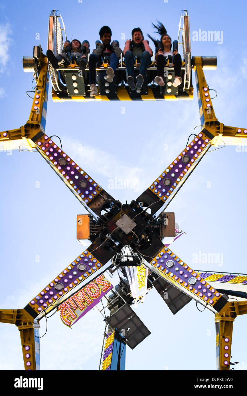 Neath, South Wales, UK. 12th Sept. 2018 Fun seekers are pictured ...