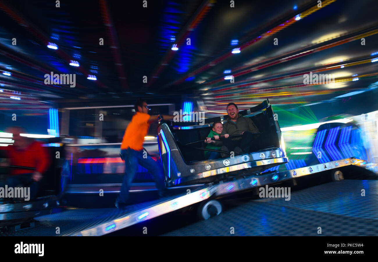 Neath, South Wales, UK. 12th Sept. 2018 Fun seekers are pictured ...