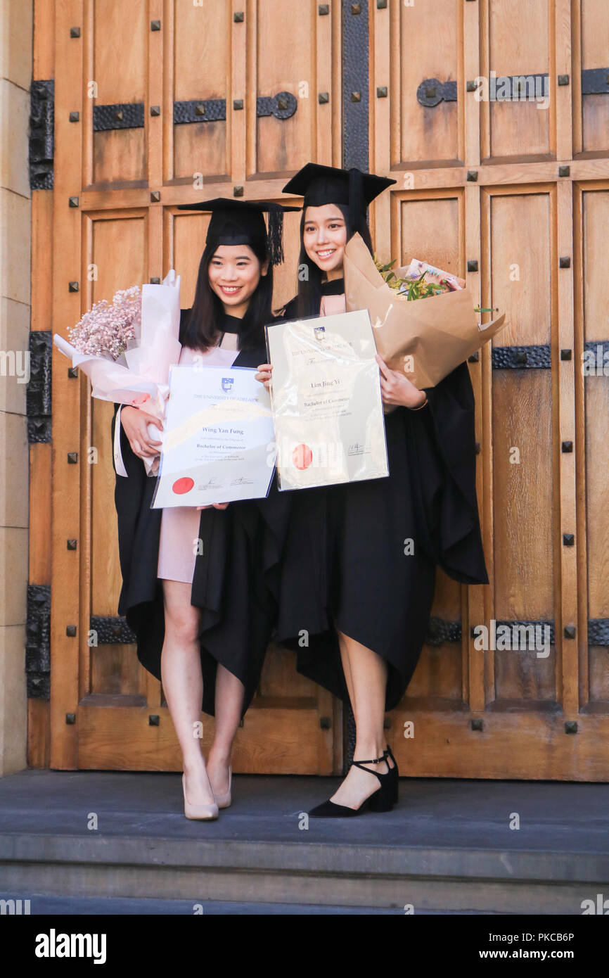 Adelaide Australia. 13th September 2018. Graduating students from the University of Adelaide ...