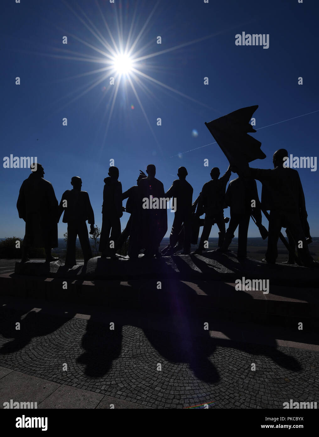 12 September 2018, Thuringia, Weimar: The sculpture of the Buchenwald ...
