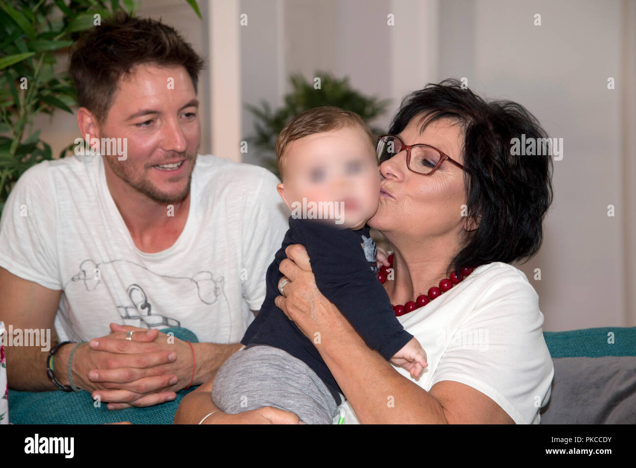 Dirk MORITZ, actor, with baby Nio Pepe, and grandmother Gisela MORITZ ...