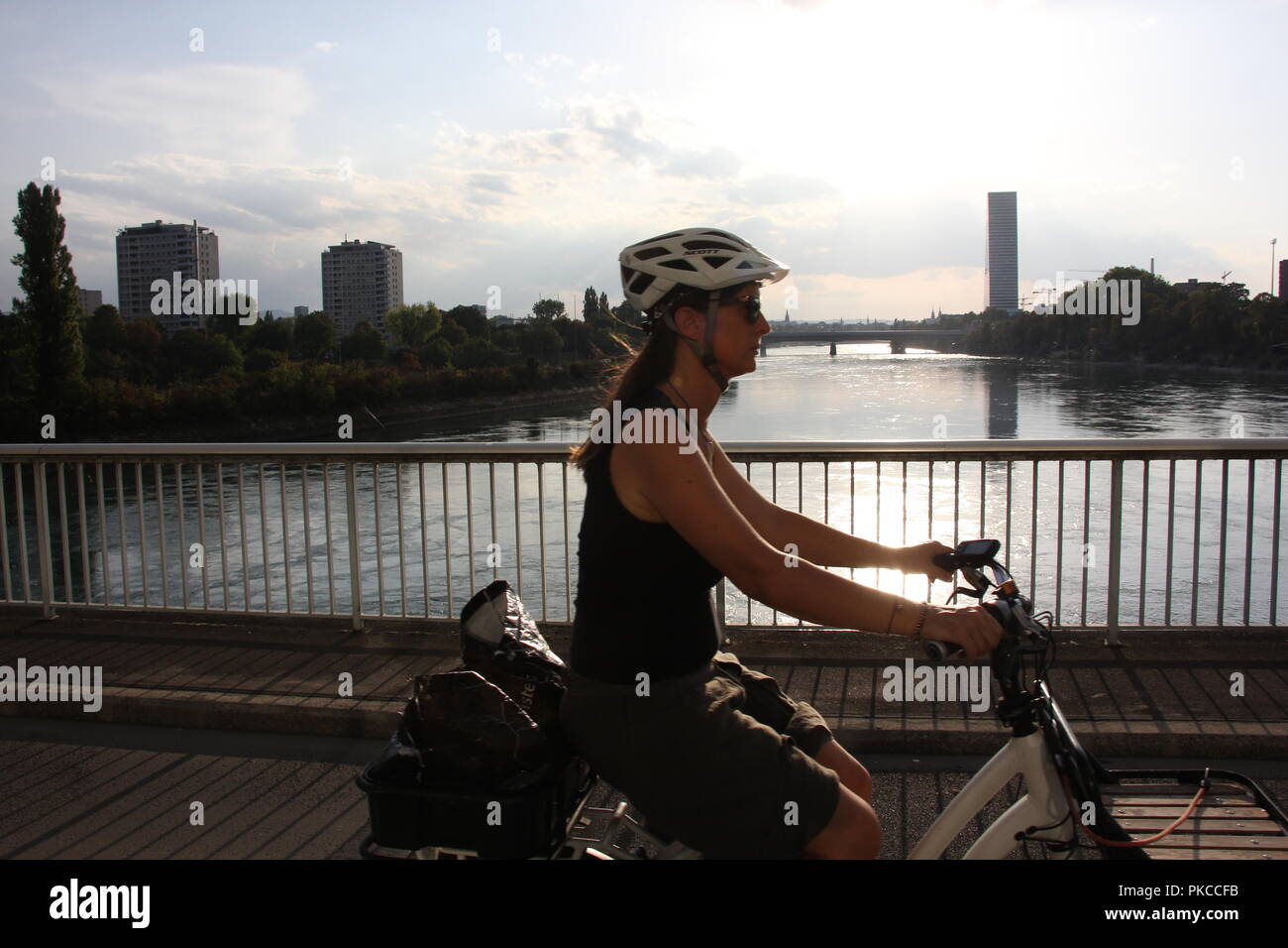 Basel, Switzerland. 12th Sep 2018. Dramatic sky over the Rhine river in ...