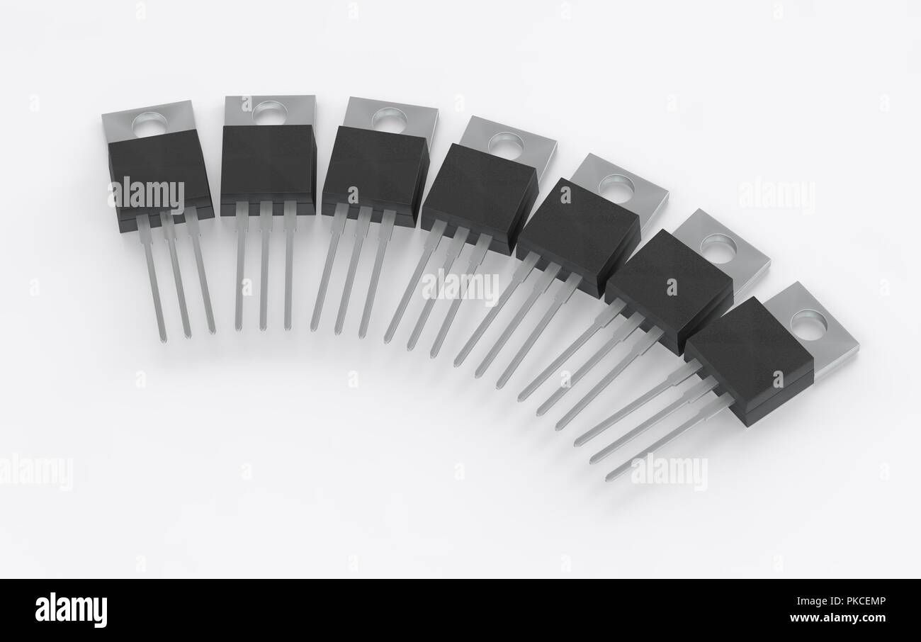 Isolated TO-220 MOSFET electronic package set 3d illustration Stock ...