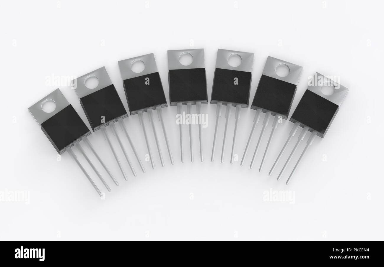 Isolated TO-220 MOSFET electronic package set 3d illustration Stock ...