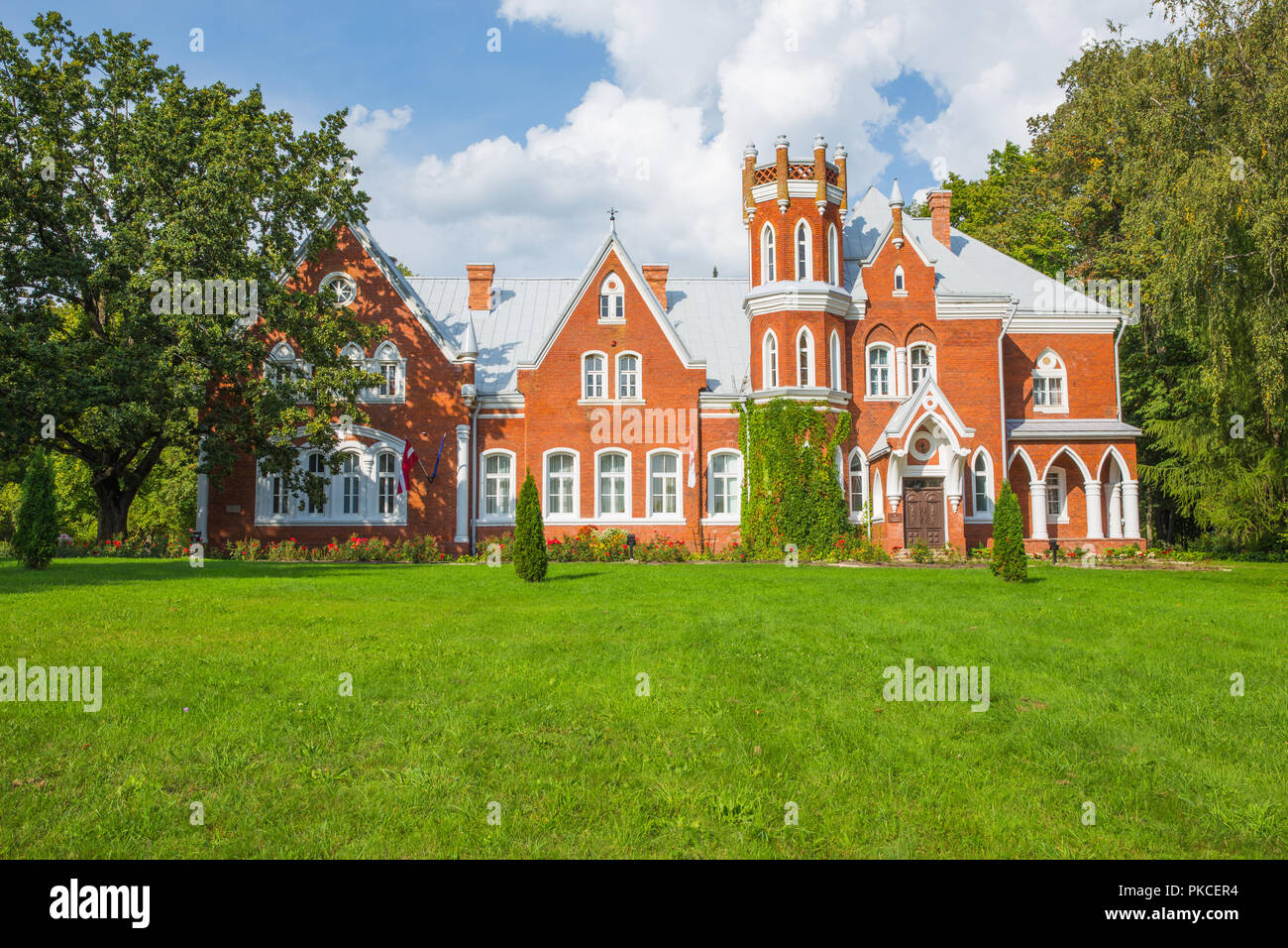 City Cervonka, Latvia. Old castle park and nature. Evening time, summer ...