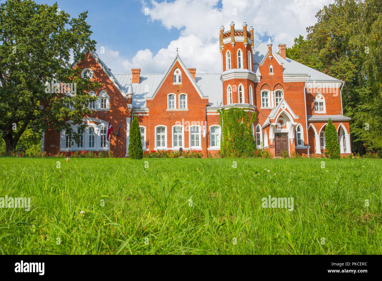 City Cervonka, Latvia. Old castle park and nature. Evening time, summer ...