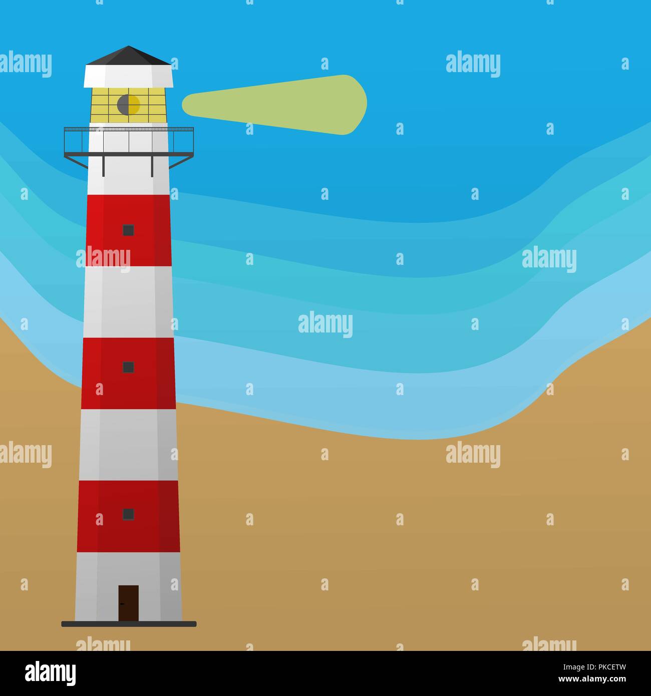 Lighthouse on the Sea Vector Illustration. Lighthouse Background Stock ...