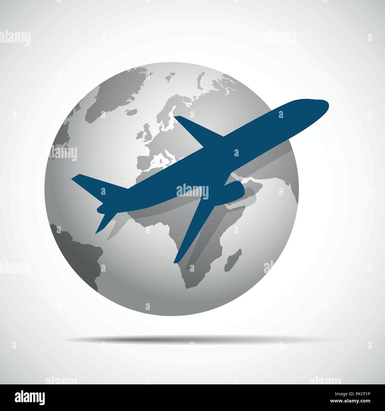 blue plane flying around the grey globe vector illustration EPS10 Stock ...