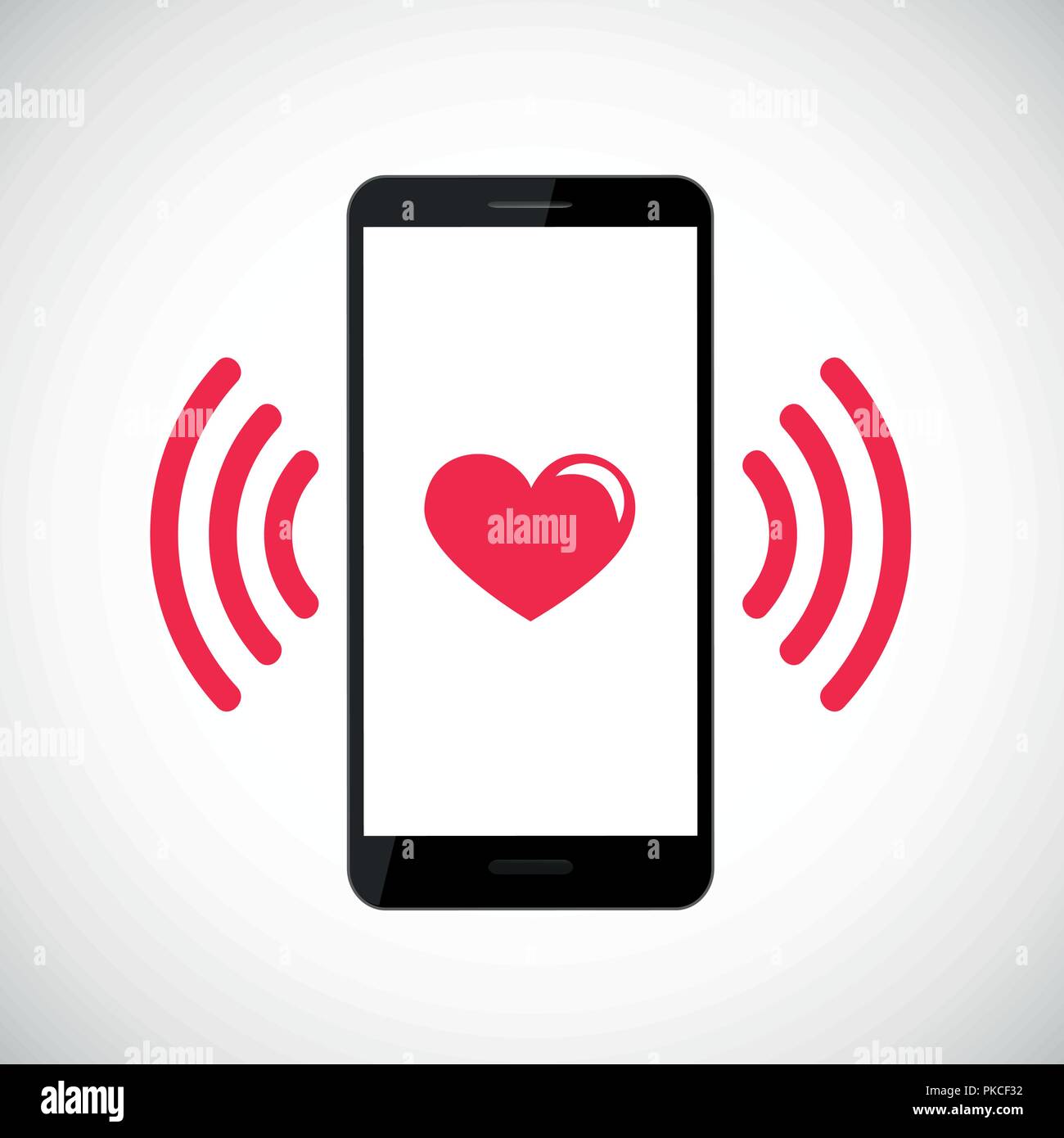 red heart vibrates in black smartphone vector illustration EPS10 Stock ...