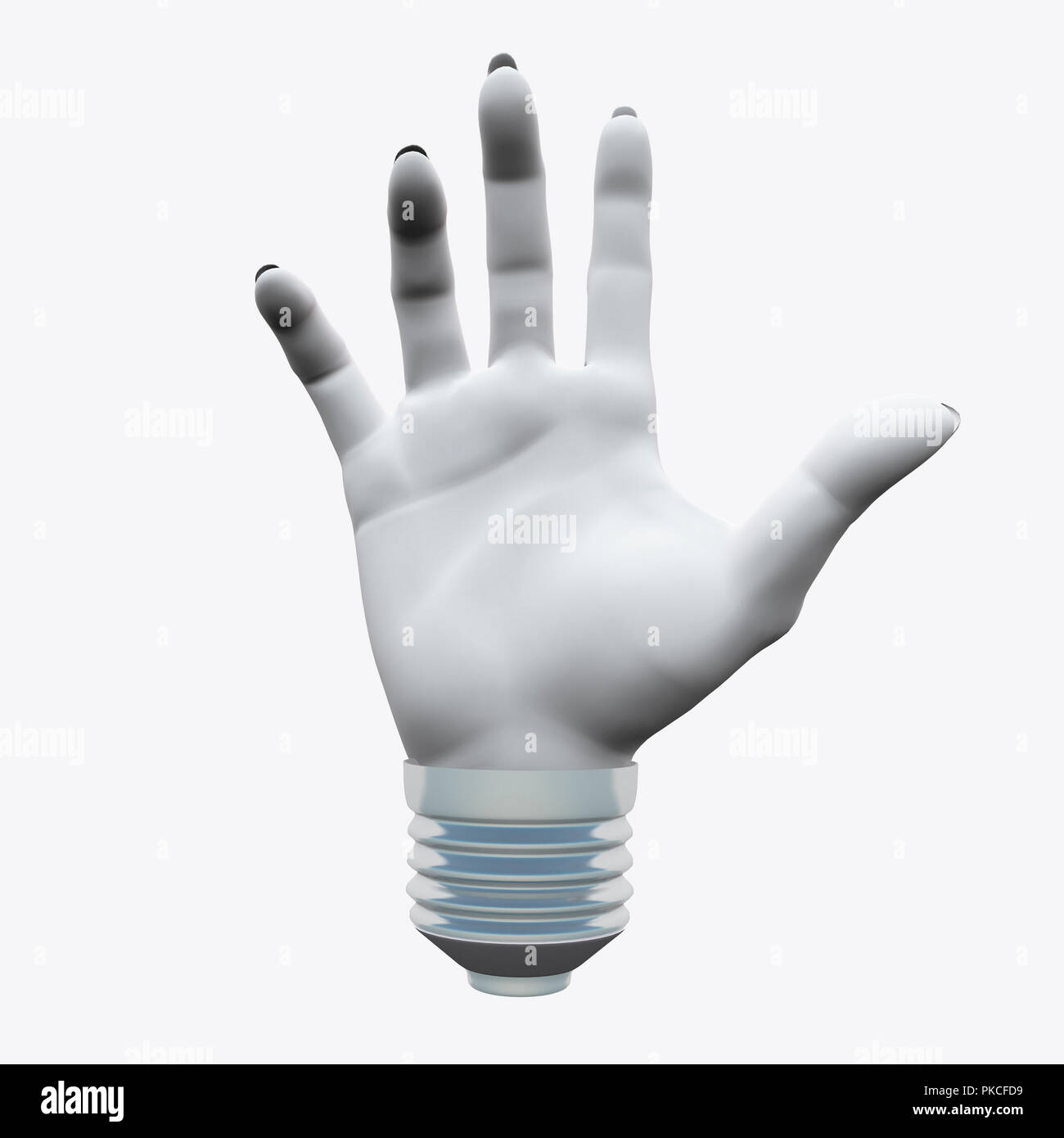 White human's hand shape in light bulb socket Stock Photo - Alamy