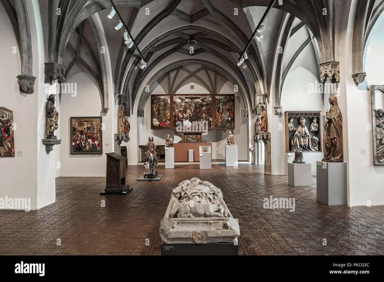 Hall with medieval religious art, National Museum, Munich, Upper Bavaria, Bavaria, Germany Stock ...