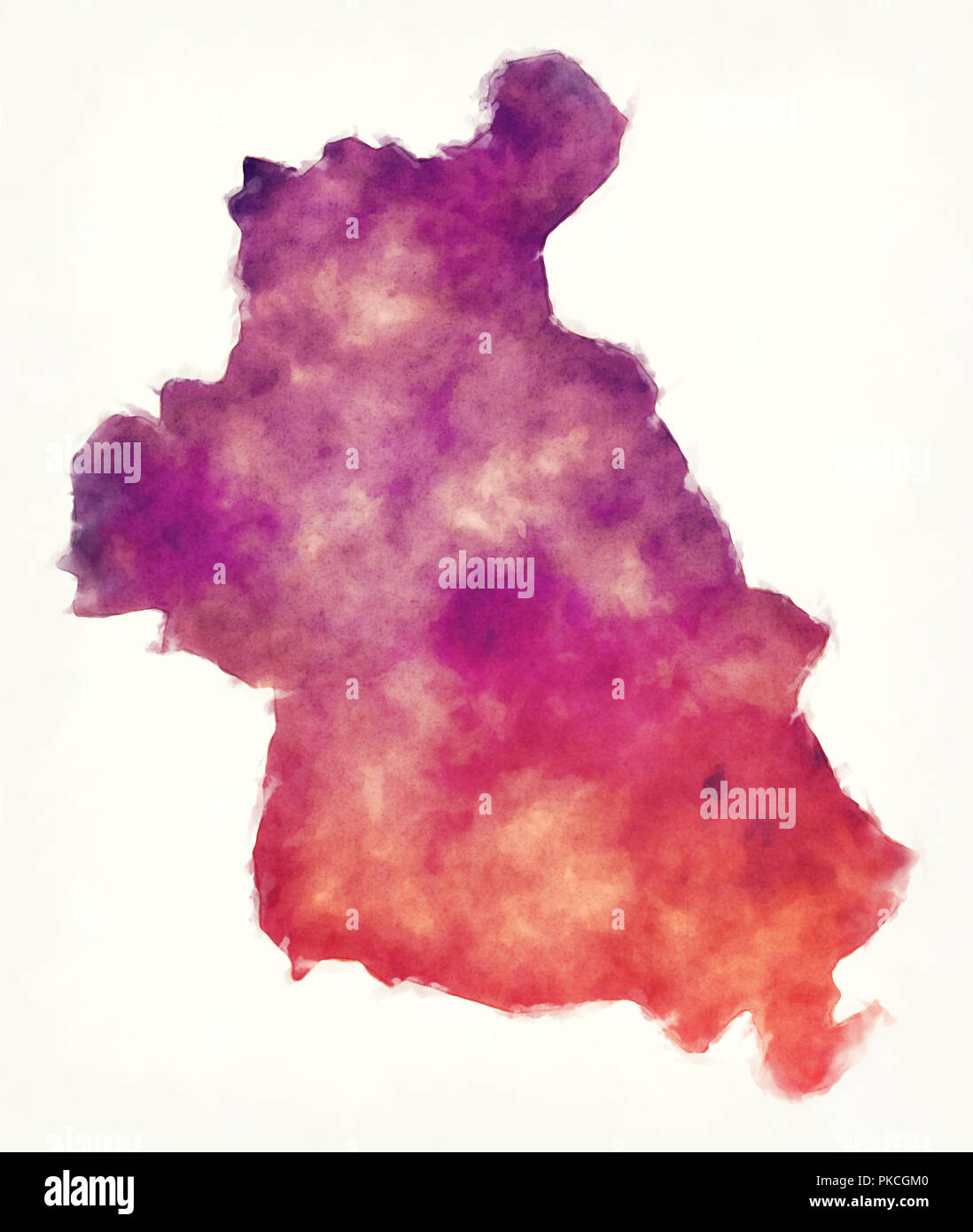 Idlib governorate watercolor map of Syria in front of a white ...
