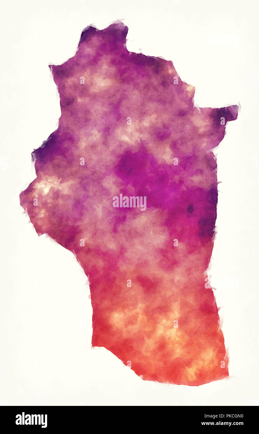 Latakia governorate watercolor map of Syria in front of a white ...