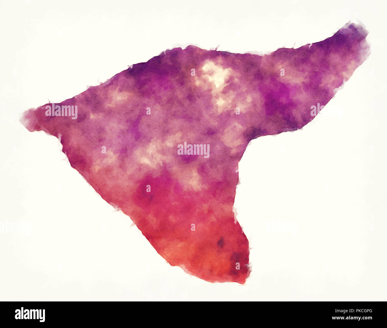 Al-Hasakah governorate watercolor map of Syria in front of a white ...