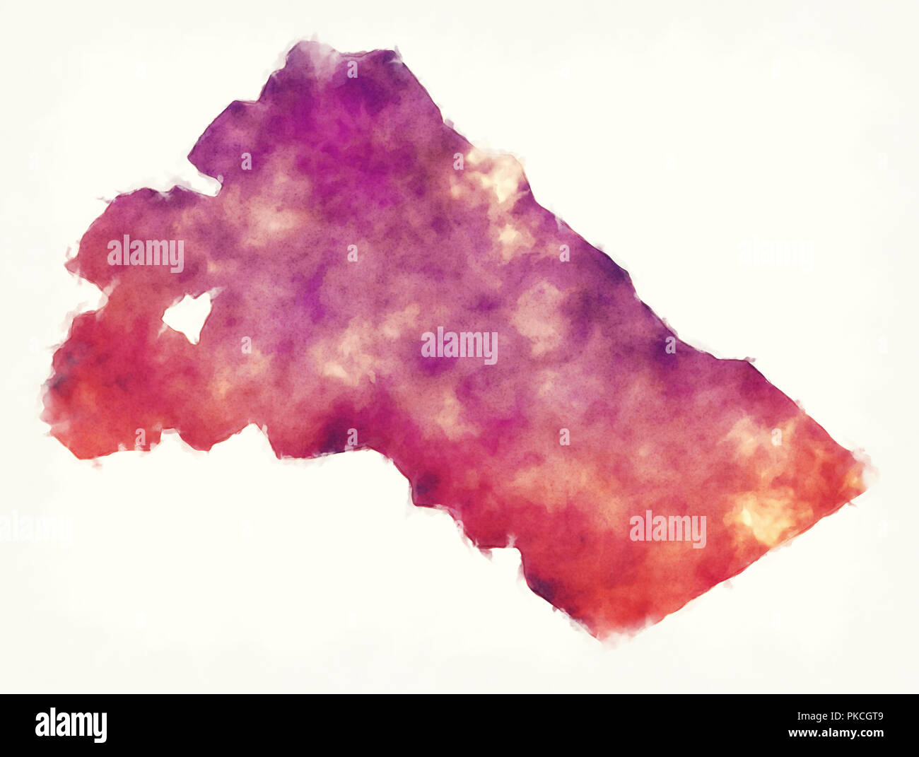 Damascus rural governorate watercolor map of Syria in front of a white ...