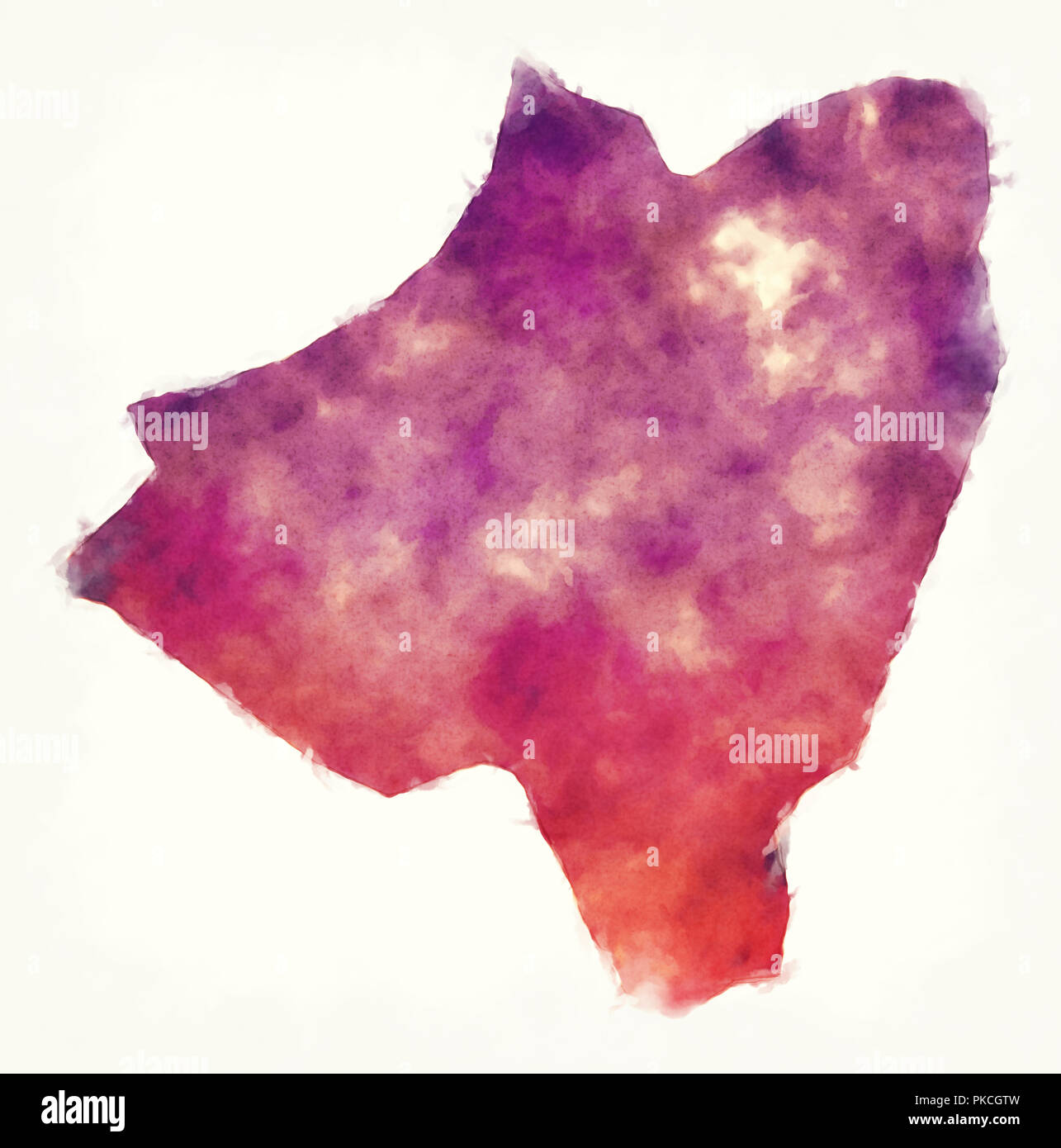 Damascus watercolor map of Syria in front of a white background Stock ...