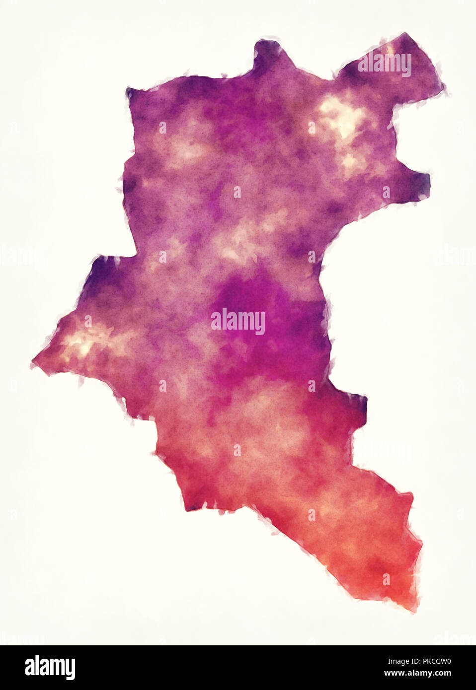 Daraa governorate watercolor map of Syria in front of a white ...