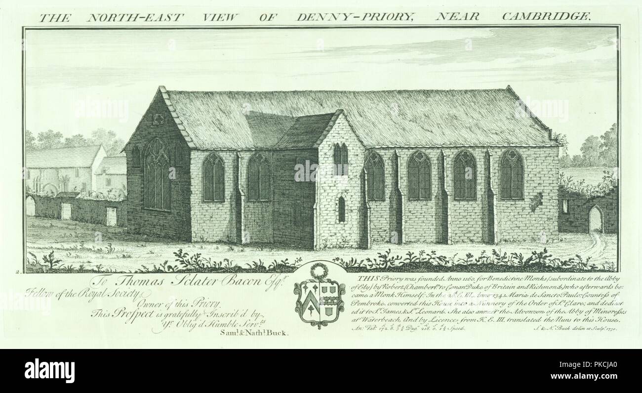 Denny Abbey, Cambridgeshire, 1730. Artists: Samuel Buck, Nathaniel Buck ...