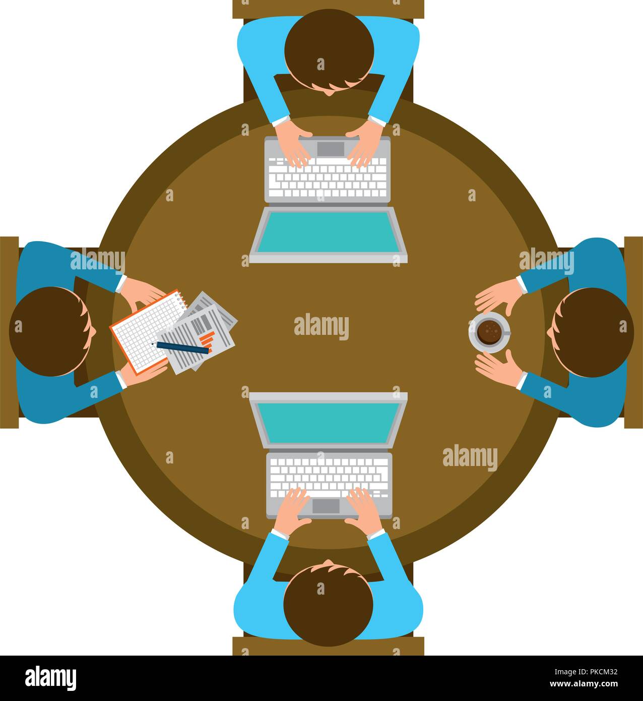 teamwork with laptop in the office aerial view Stock Vector Image & Art ...