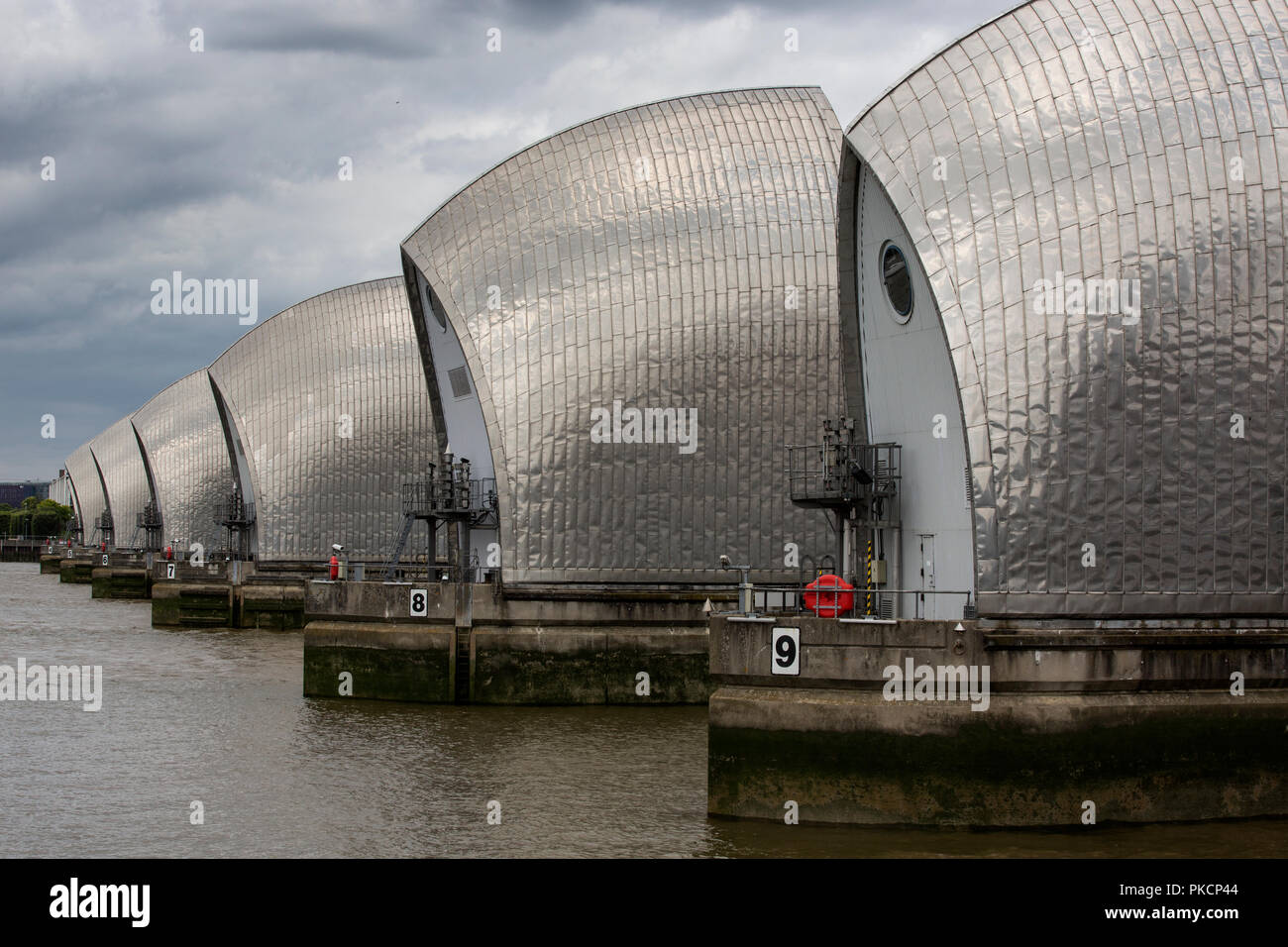 Thames Barrier, movable flood barrier situated on the River Thames in ...