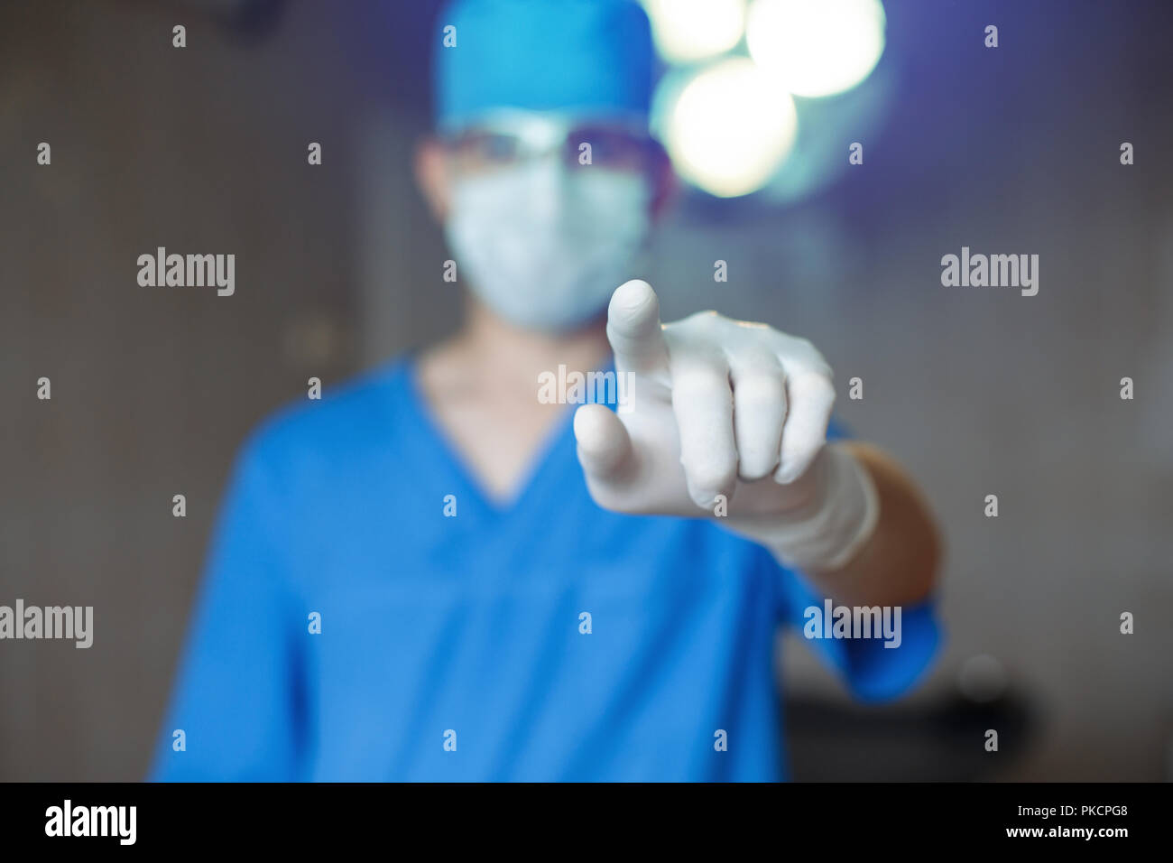 Doctor points his finger at the client and motivates to health. The ...