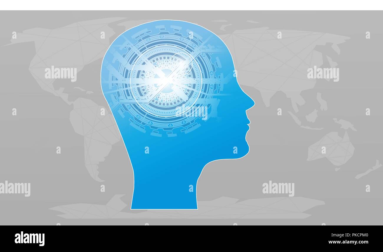 Artificial Intelligence AI Futuristic Concept. Human Big data Visualization with Cyber Mind ...