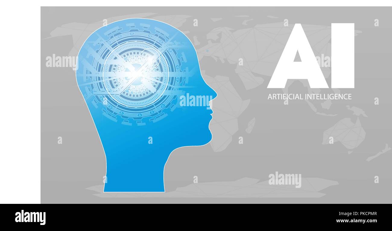 Artificial Intelligence AI Futuristic Concept. Human Big data Visualization with Cyber Mind ...