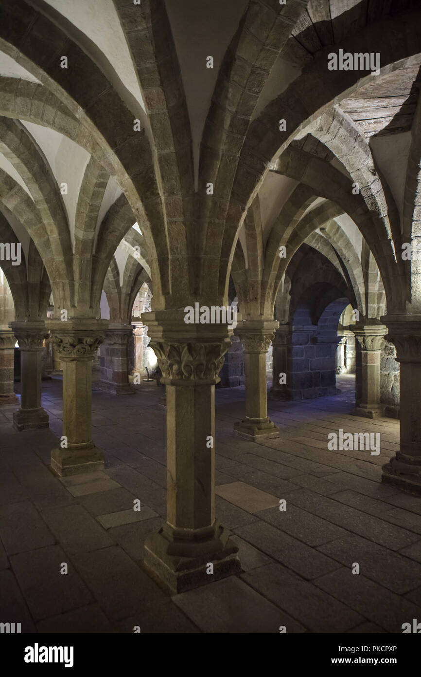 Romanesque underground crypt of the Basilica of Saint Procopius ...