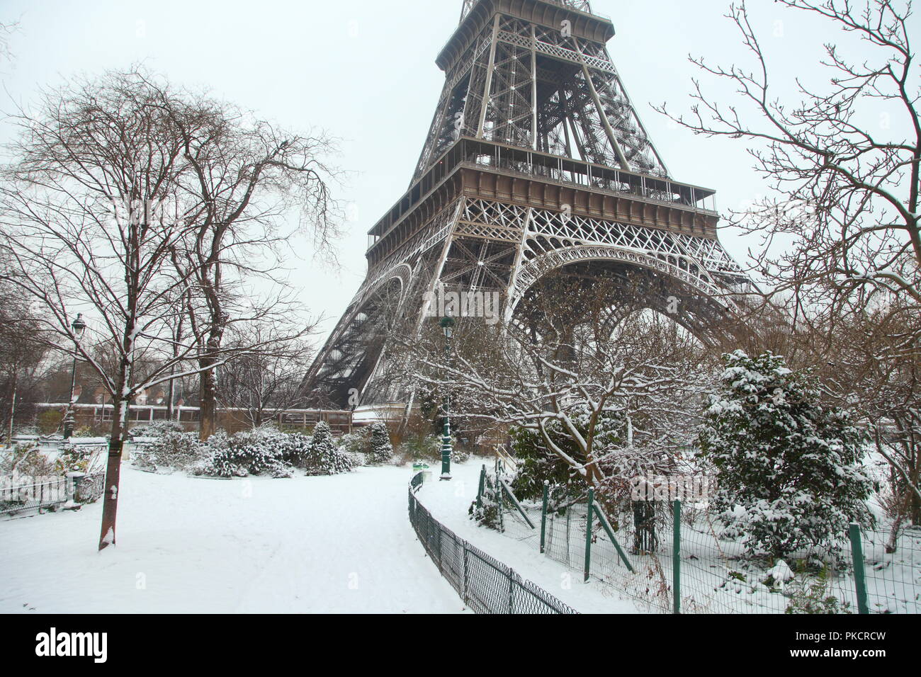 Eiffel tower in the snowy Paris Stock Photo - Alamy